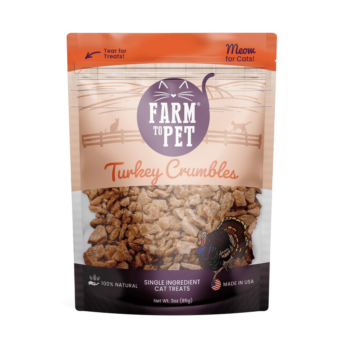 Turkey Crumbles for Cats | 100% Protein Cat Treats – Farm To Pet